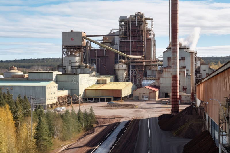 Pulp and Paper Mill, with Towering Machines and Conveyor Belts for ...