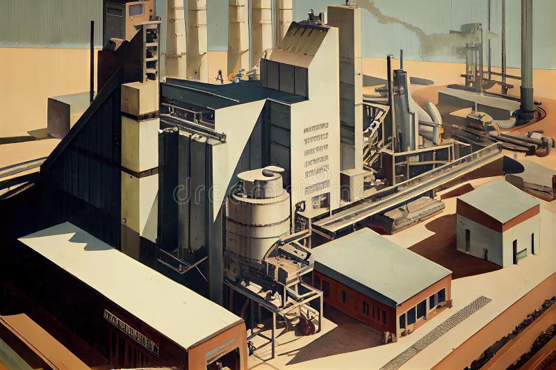 Pulp and Paper Mill, with Towering Processing Machines and Conveyor ...
