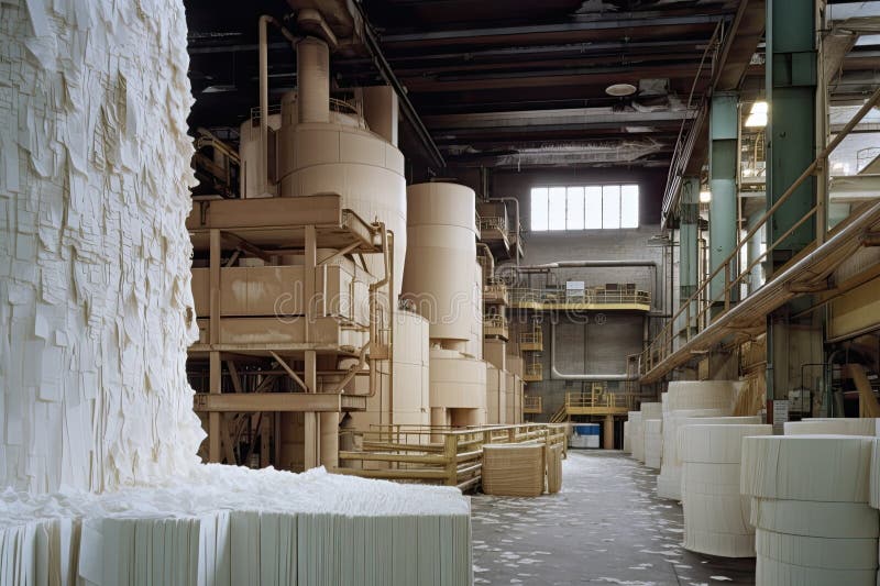 Pulp and Paper Mill, with Towering Stacks of Bleached and Pressed ...