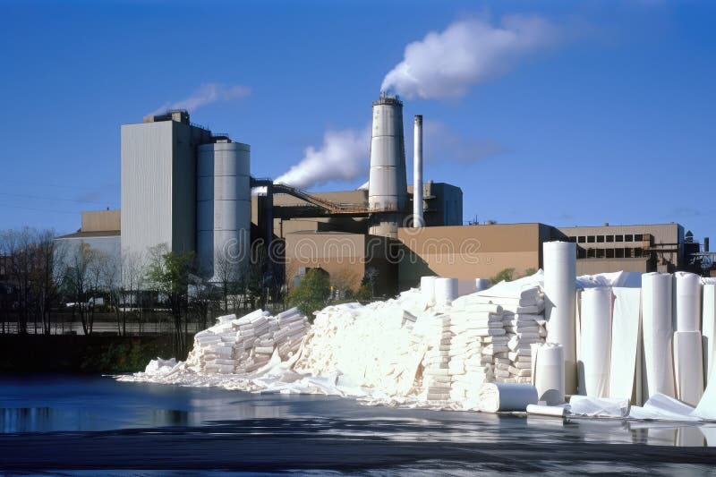 Pulp and Paper Mill, with Towering Stacks of Bleached and Pressed ...