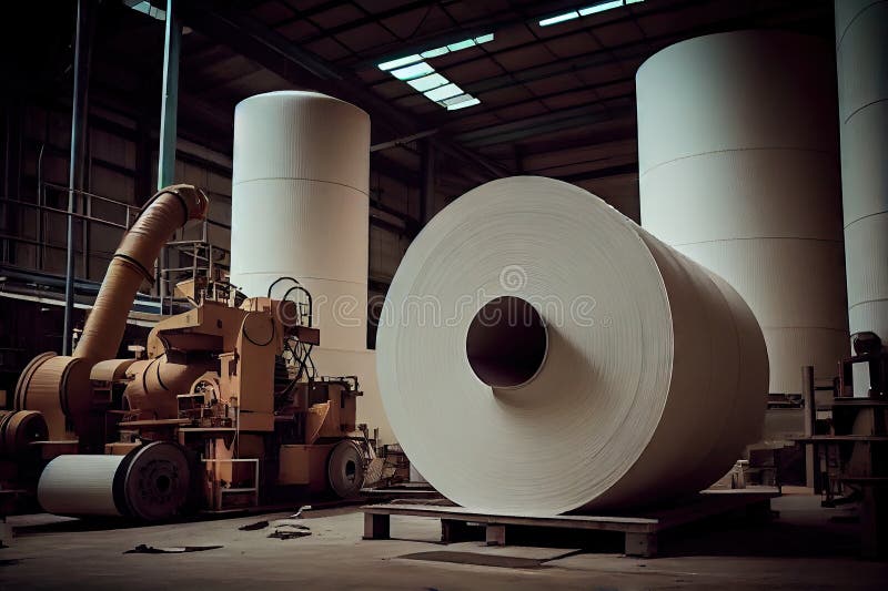 Pulp and Paper Mill, with Towering Stacks of Freshly Cut Paper ...