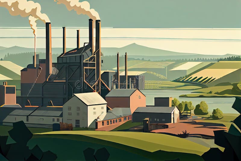 Pulp and Paper Mill, with View of the Rolling Hills and Beautiful ...