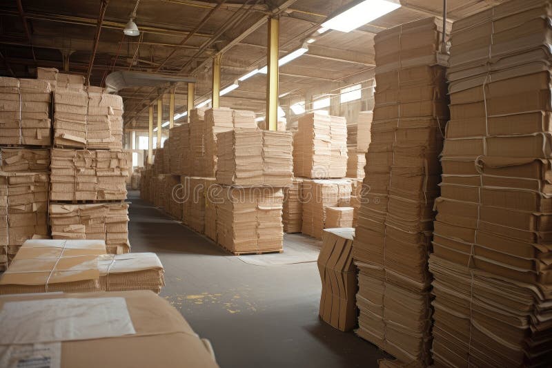 Pulp and Paper Mill Warehouse, with Stacks of Raw Materials and ...