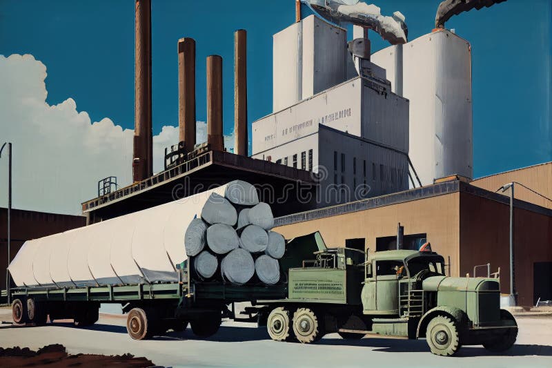 Pulp and Paper Mill, with Workers Loading Trucks with Freshly Made ...