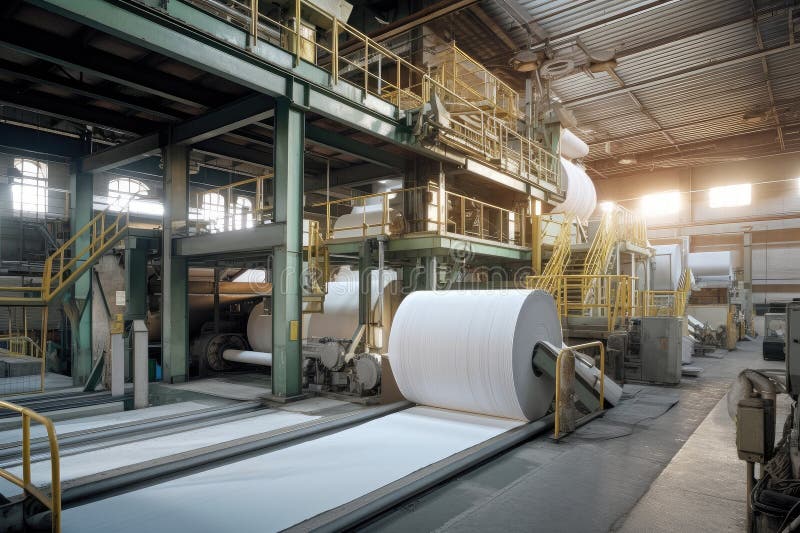 Pulp and Paper Plant, with Machinery Producing High-quality Paper ...