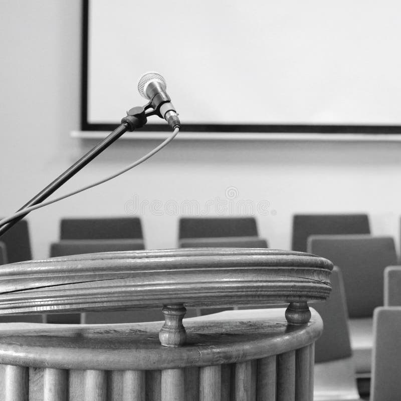 Pulpit with Microphone in Cathedral Stock Image - Image of roman ...