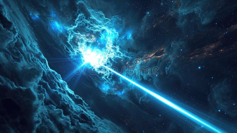 A Pulsar Emitting a Powerful Beam of Bright Blue Neon Light Ting ...