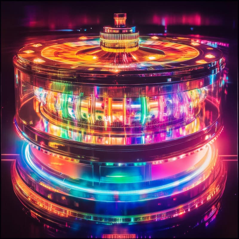 Pulsating Drum in Vibrant Hues of Rainbow Neon Light Display Stock ...
