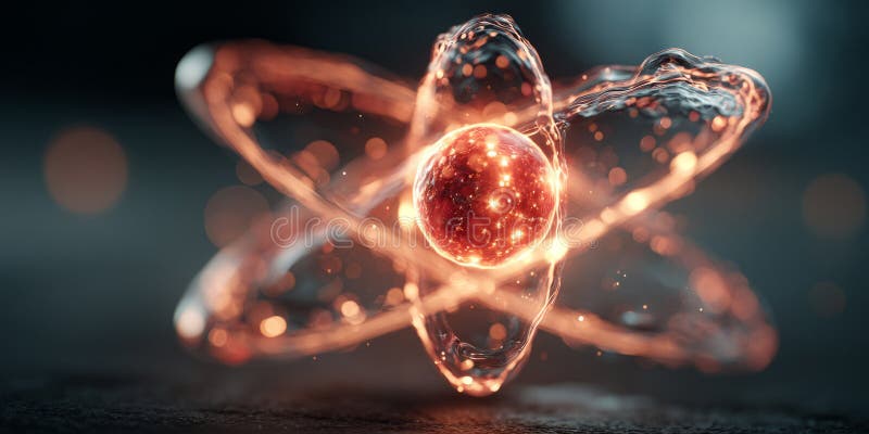 Pulsating Luminous Atom Model Showcasing Electrons in Orbit Stock Image ...