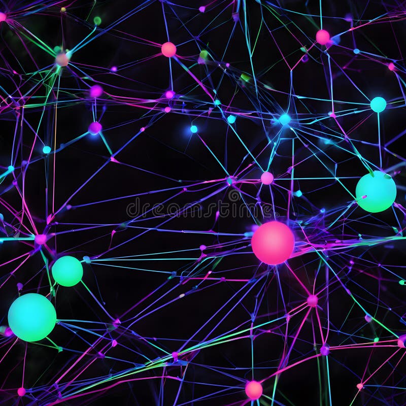 Pulsating Neon Neural Network - Dynamic AI Visualization Stock Illustration - Illustration of ...