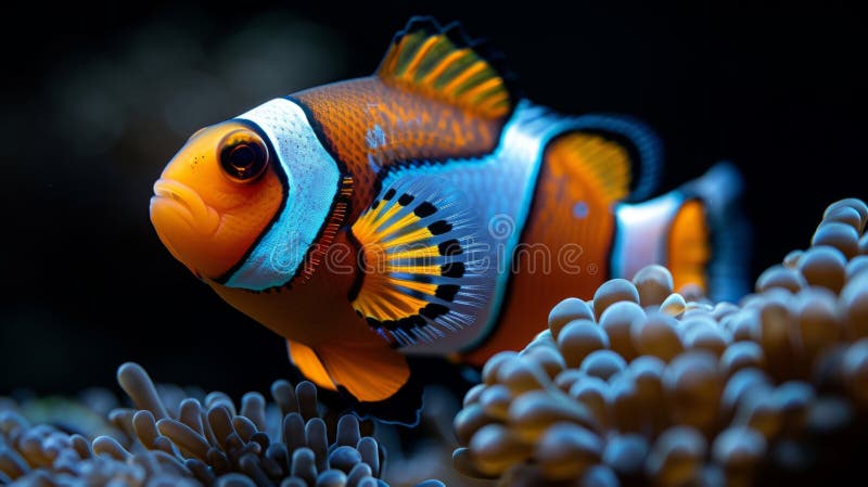 The Pulsating Texture of a Clownfish with Vibrant Stripes and Rhythmic Movement Mirroring the ...