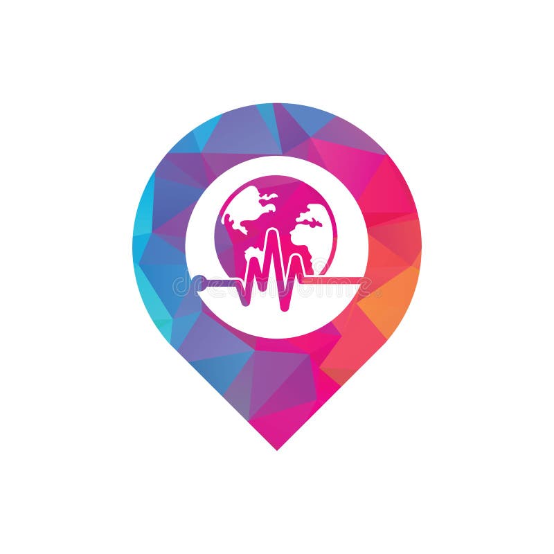 Pulse Globe Gps Shape Concept Vector Logo Design Icon. Stock Vector ...