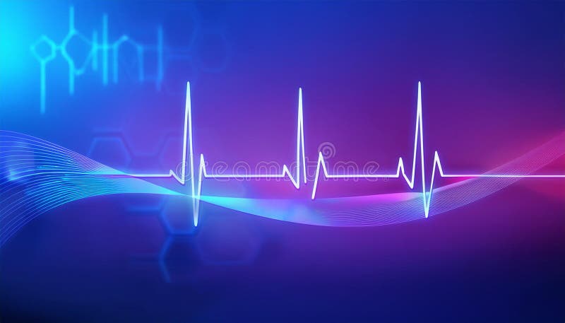 Pulse Heart Glossy Web Icon on Blue, Pink Background. Light Abstract ...