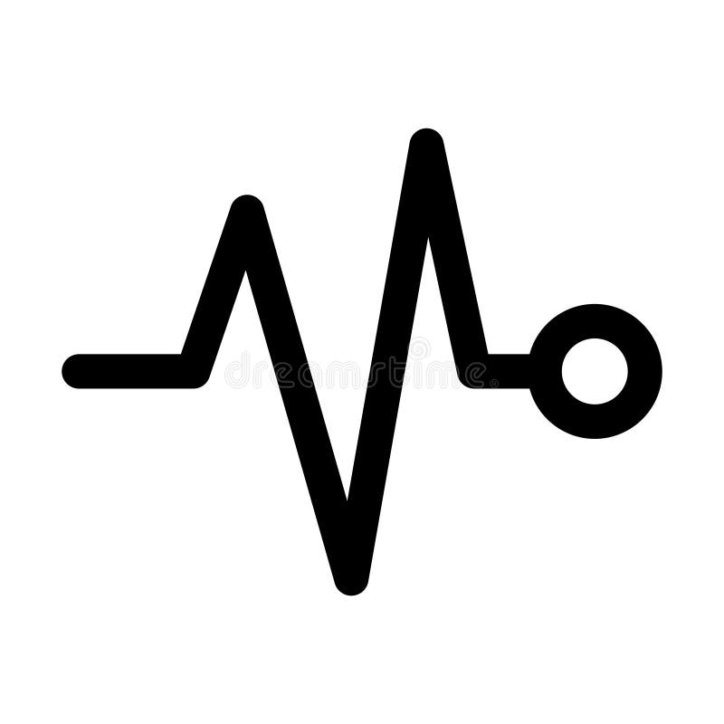Pulse Icon Line Isolated on White Background. Black Flat Thin Icon on ...