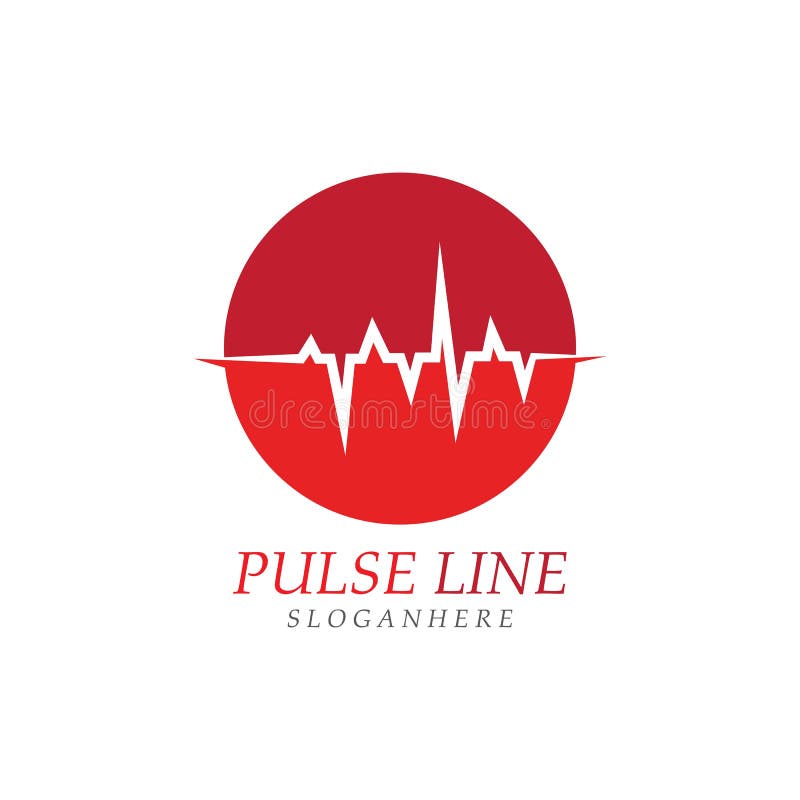 Pulse Line Red Logo Vector Icon. Stock Vector - Illustration of flat ...