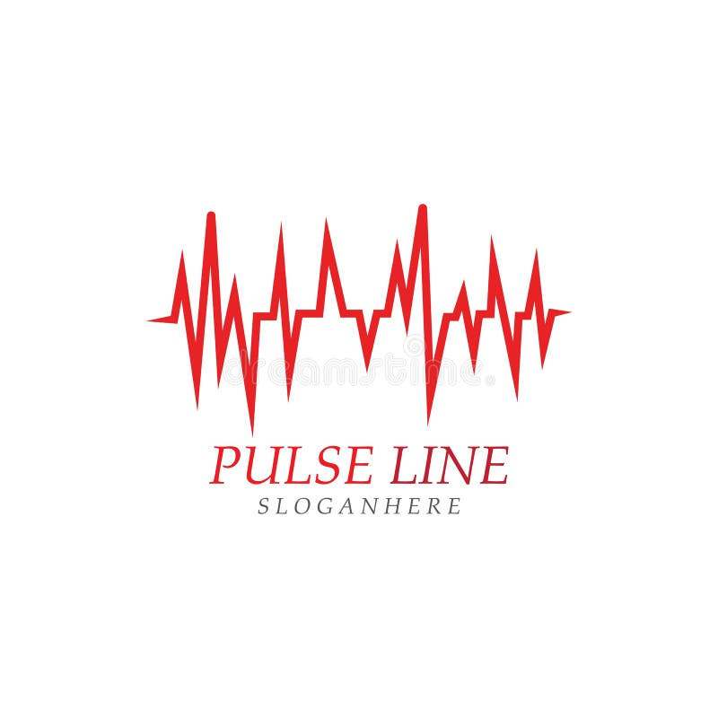 Set of Red Pulse Line Logo Vector Icon. Stock Vector - Illustration of ...