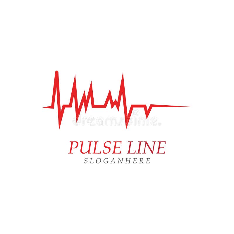 Pulse Line Red Logo Vector Icon. Stock Vector - Illustration of ...