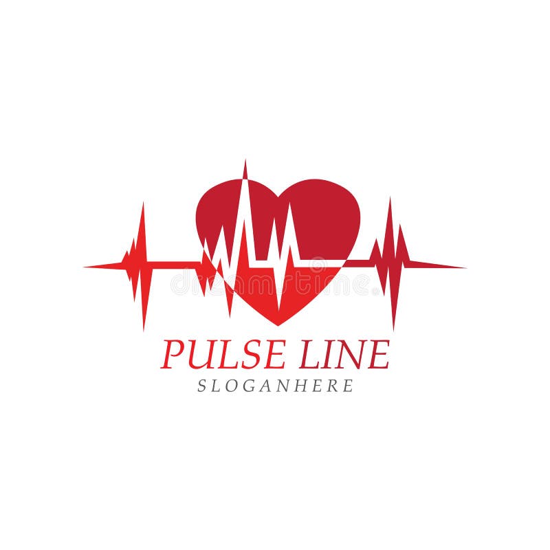 Set of Red Pulse Line Logo Vector Icon. Stock Vector - Illustration of ...