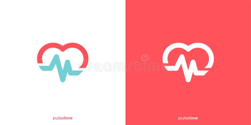 Pulse Love Logo. Heart Beat with Minimalist Style Stock Vector ...
