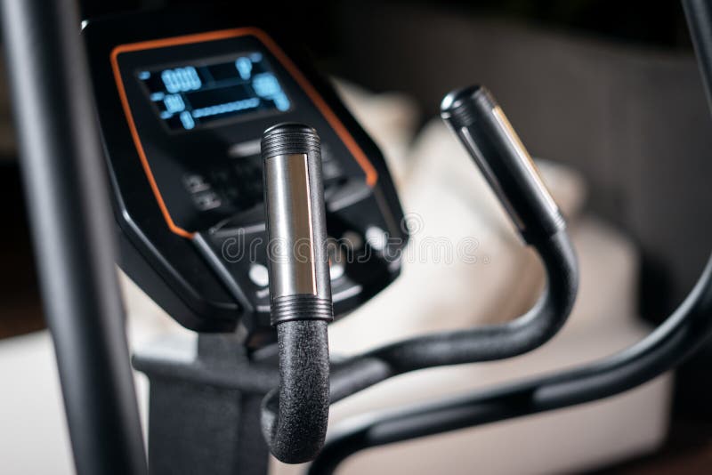 Heart Rate or Pulsometer Measure Handle on Elliptic Machine with Pulse ...