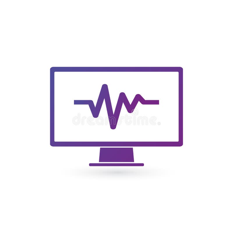 Pulse Monitoring Icon on White Background. Analizing Computer ... Pulse Monitoring Icon on White Background. Analizing Computer ...