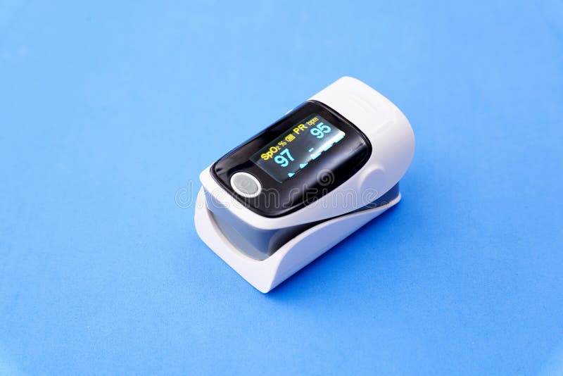 Pulse Oximeter Isolated a Blue Background Stock Image - Image of ...