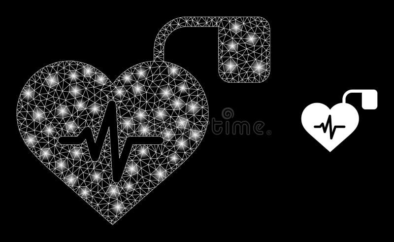 Pulse Pacemaker Icon - Wire Frame Mesh with Light Spots Stock Vector ...