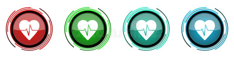 Pulse Round Glossy Vector Icons, Set of Buttons for Webdesign, Internet ...