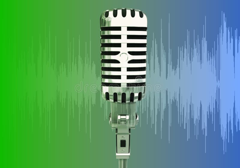 Pulse waves microphone stock illustration. Illustration of fifties ...