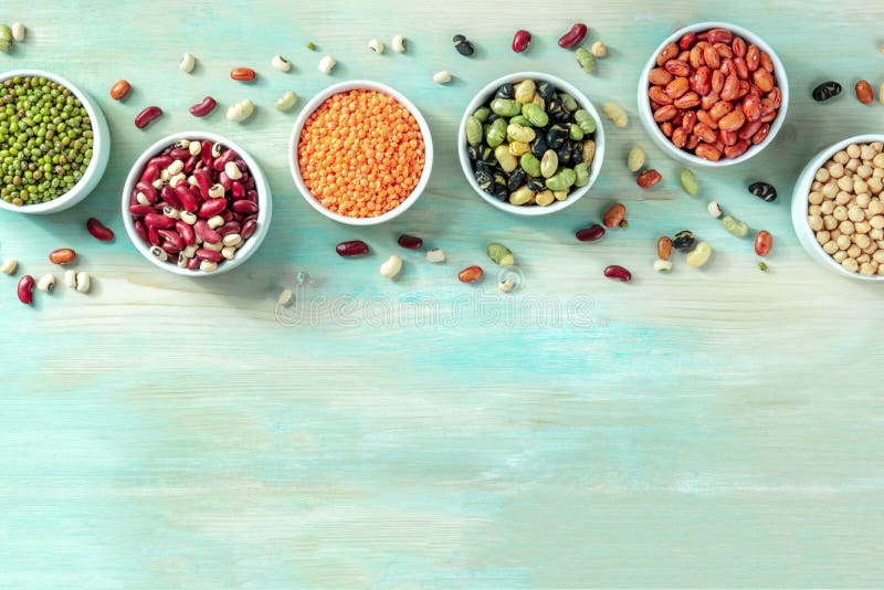 Pulses, Shot from Above on a Blue Background Stock Image - Image of ...