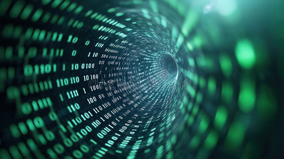Pulsing Binary Code in a Data Center Server Tunnel Stock Photo - Image of data, network: 369466958