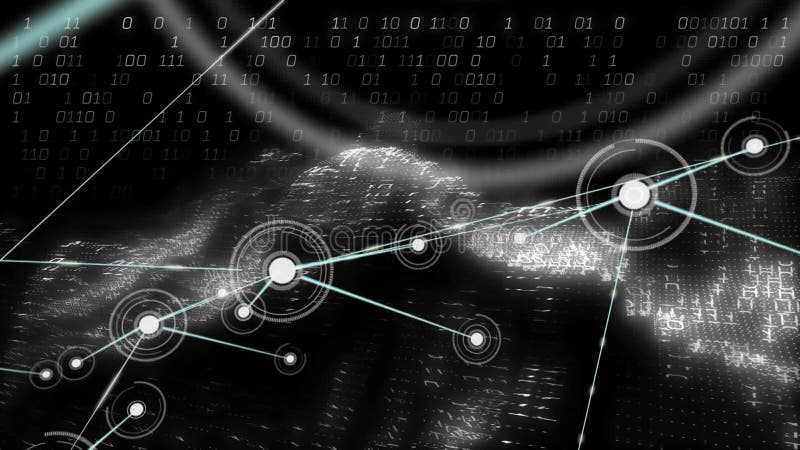 Pulsing Center Node Emerging On Dark Digital Plane Sparking Network Links And Visualizing Data