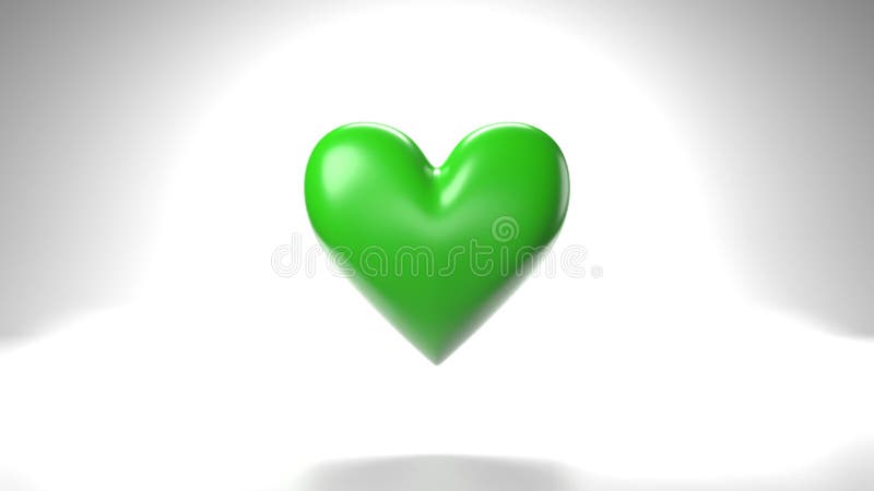 Pulsing Green Heart Shape Object on White Background. Stock Video ...