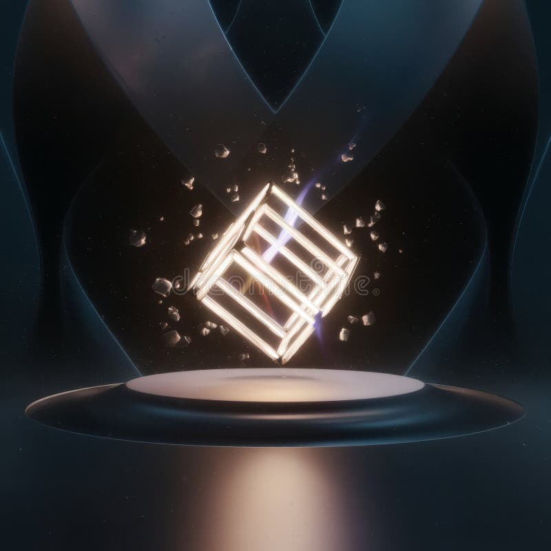 Pulsing Light Cube Levitating in a Void of Stars and Floating Particles ...