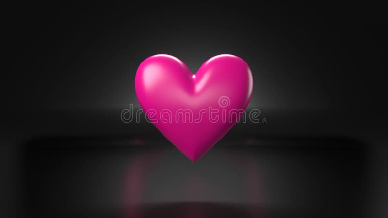 Pulsing Pink Heart Shape Object on Black Background. Stock Footage ...