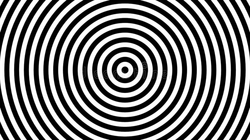 Pulsing Striped Center Circles Minimal Black And White Background Loop