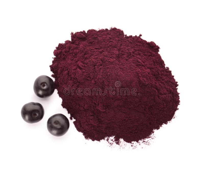 Hefe Von Acai-Pulver Und Beeren Auf Grauem Tisch Stockfoto - Bild von ...