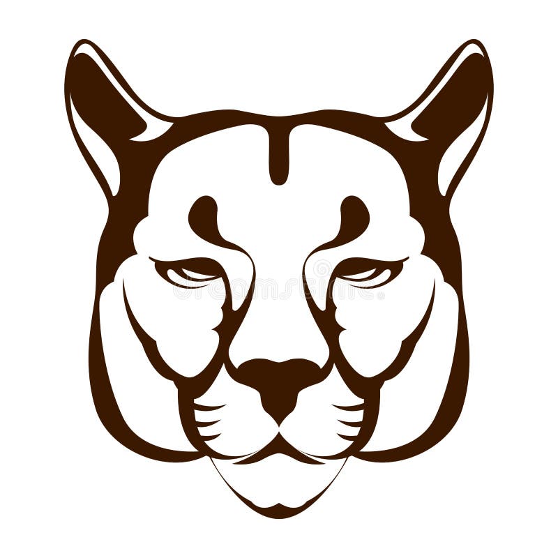 Puma Face Head Vector Illustration Front Side Stock Vector ...