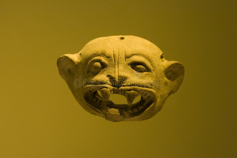 Inca cat mask stock image. Image of pottery, clay, peru - 6358093