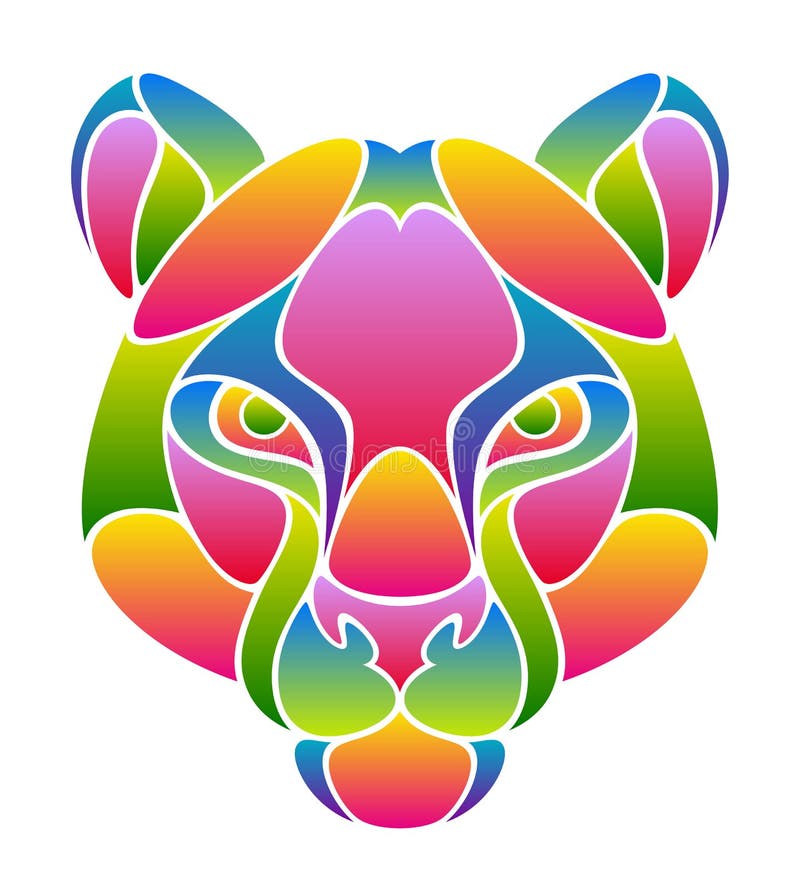 Puma Head, Sketch Vector Graphic Colorful Illustration on White ...