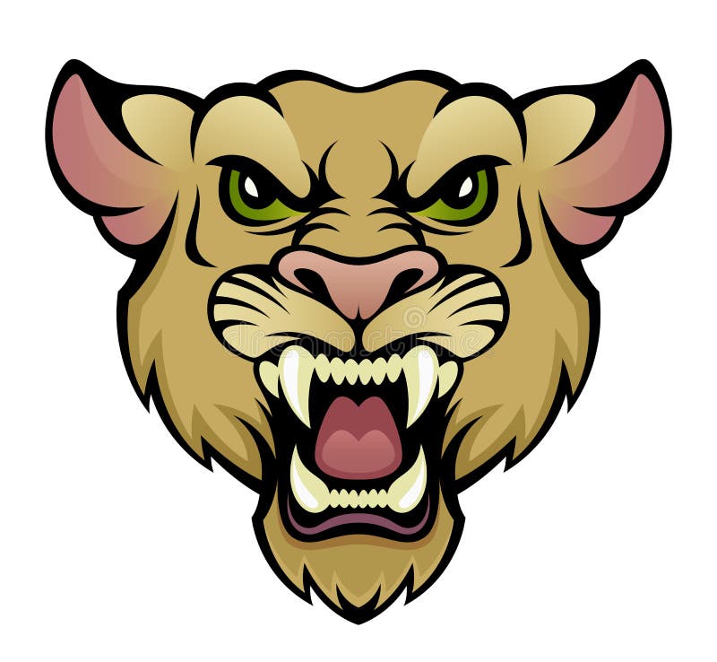 Puma Head, Sketch Vector Graphic Colorful Illustration on White ...