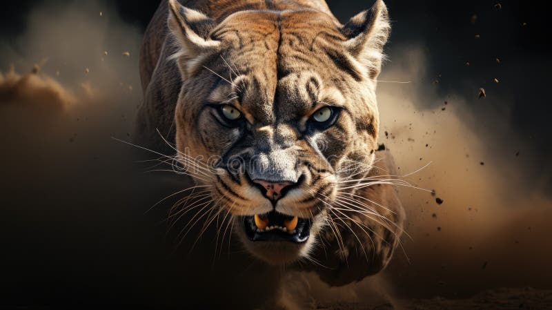 A Puma Moving Forward and Attacking with Claws Stock Illustration ...