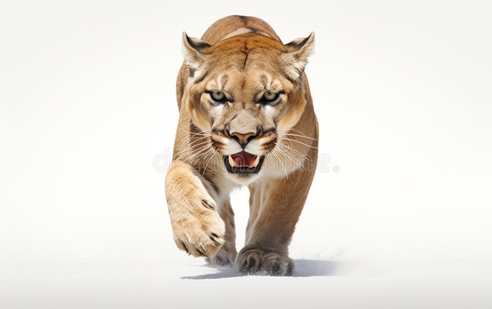 A Puma Posing Against a White Backdrop -Generative Ai Stock ...