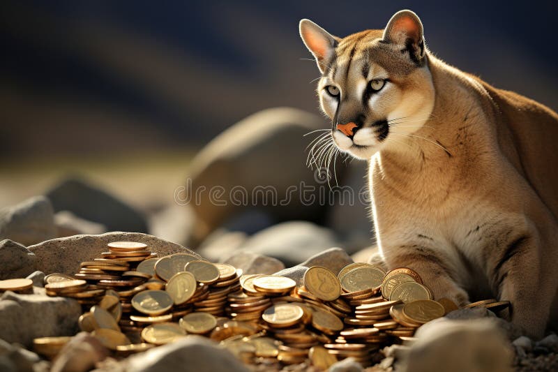 Puma with Several Gold Coins Stock Illustration - Illustration of ...