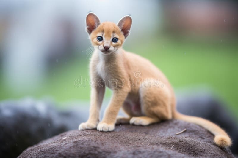 Puma Sitting on Moss-covered Stones Stock Illustration - Illustration ...