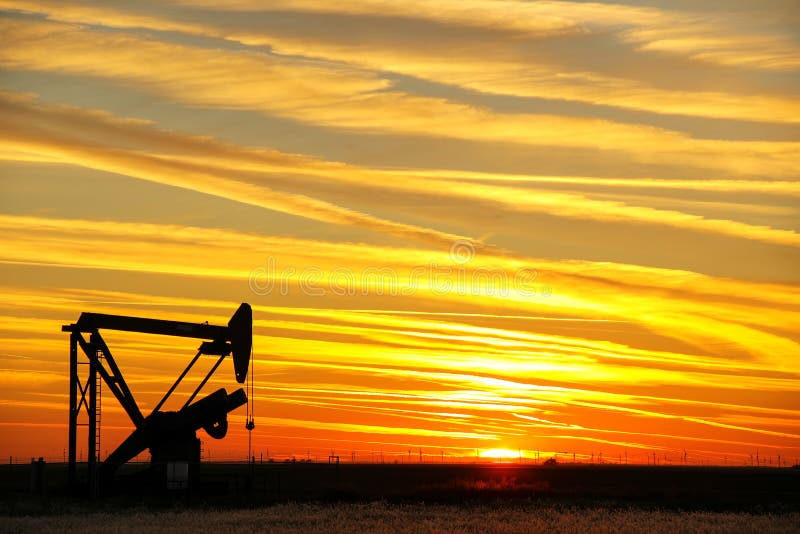 Pump Jack in the Oil Field at Sunset Stock Image - Image of equipment ...