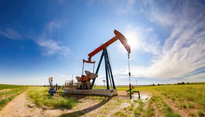 Pump Jack Oil Well in Field. Generated with AI Stock Illustration ...