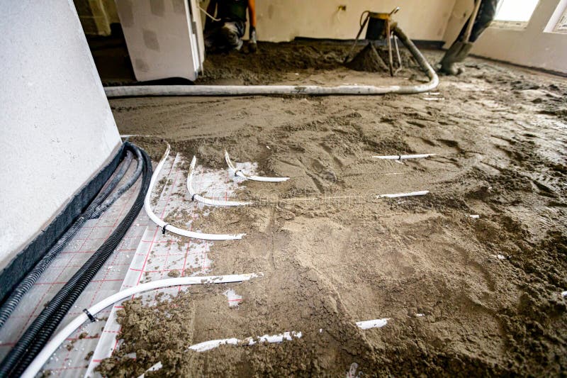 Sand and Cement Screed Over Floor Heating System Stock Photo - Image of ...