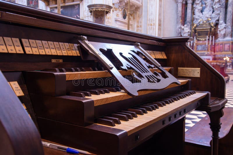 Ancient Organ Inside a Church. Stock Photo - Image of celesta, manual ...