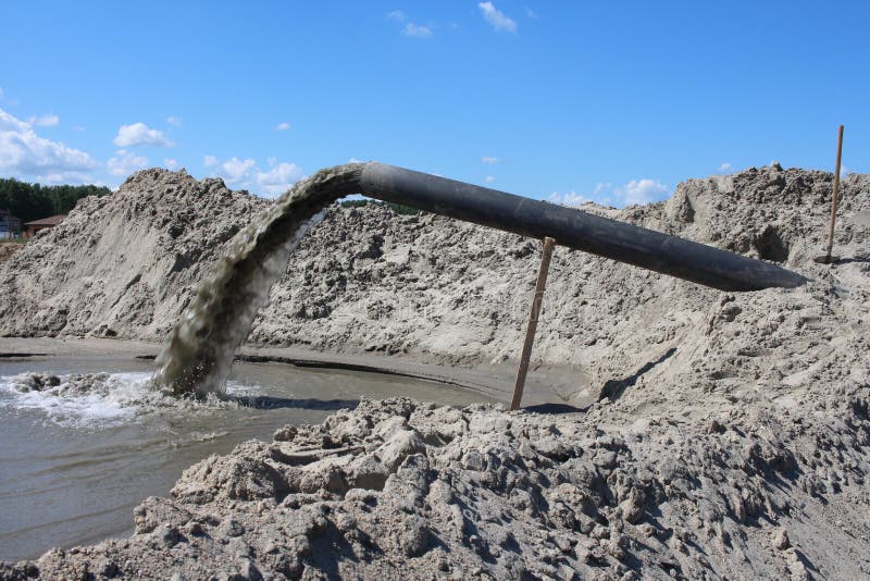 The Pump Pumps a Water in a Stream from the Ground Washes Sand for ...